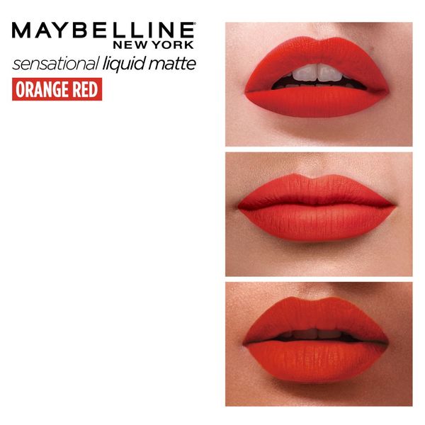 labial larga duración sensational liquid matte 03 orange red maybelline ...