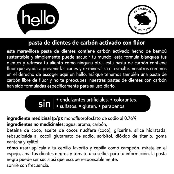 Hello Pasta Dental con Carbón Activado con fluor | Preunic