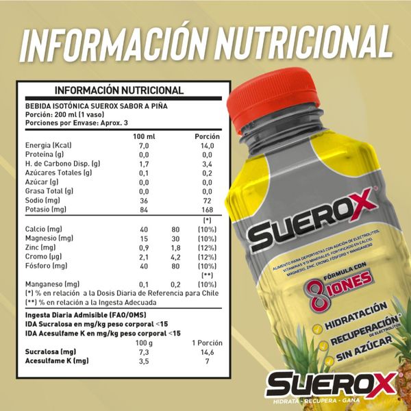 SUEROX Bebida Hidratante Piña 630 Ml | Preunic
