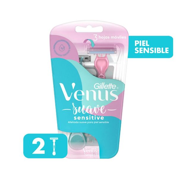 Máquina de Afeitar Venus Suave Sensitive Desechables, 2 Uds | Preunic