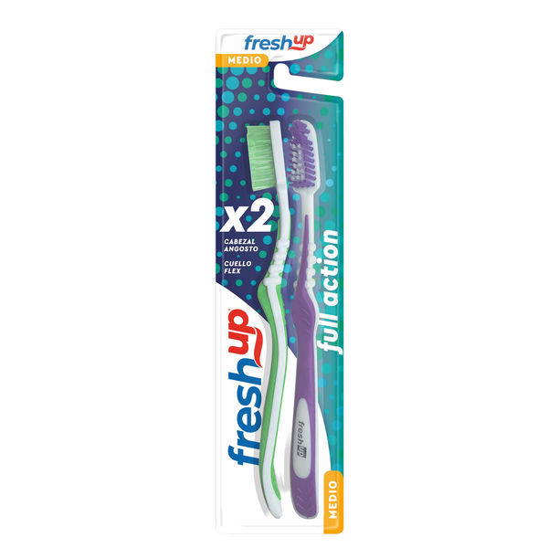 Cepillo de Dientes Fresh Up Medio x 2 Unidades