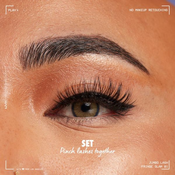 Kit Pestañas Postizas + Delineador de Ojos Adhesivo Jumbo Lash! Fringe Glam Kit