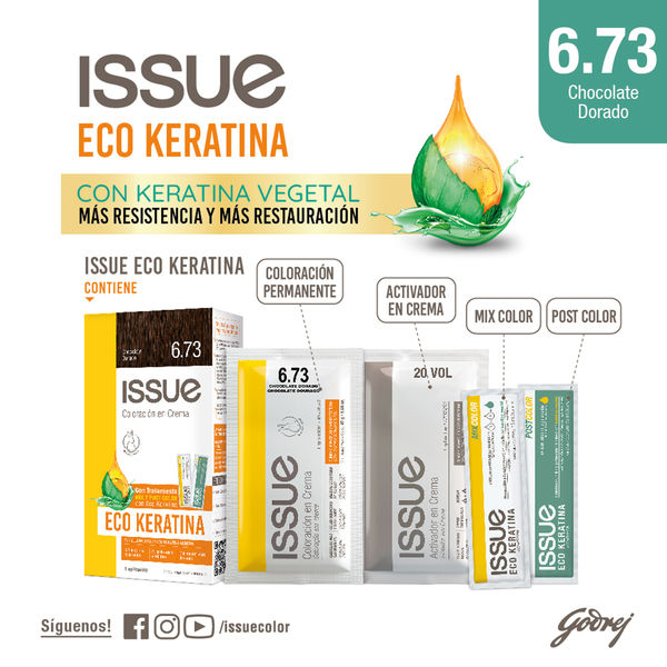 Tintura Issue Kit Eco Keratina N°6.73 Chocolate Dorado Tintura Issue Kit Eco Keratina N°6.73 Chocolate Dorado