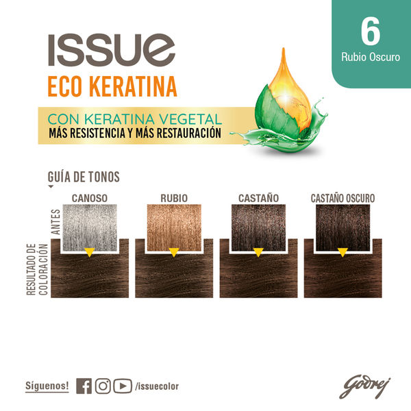Tintura Issue Kit Eco Keratina N°6 Rubio Oscuro