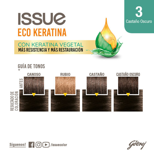 Tintura Issue Kit Eco Keratina N°3 Castaño Oscuro
